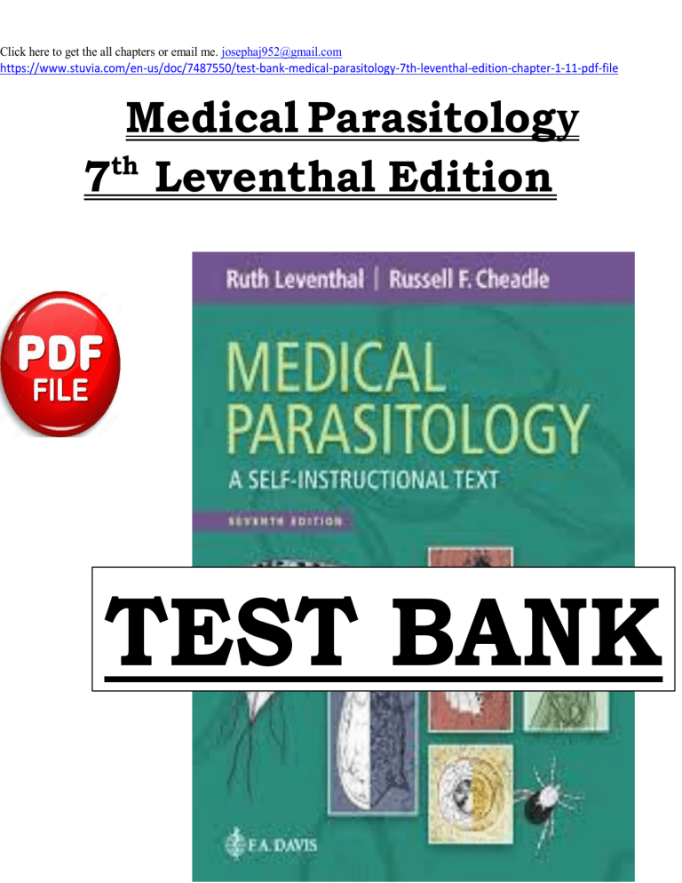 Medical Parasitology Test Bank, 7th Ed. Leventhal