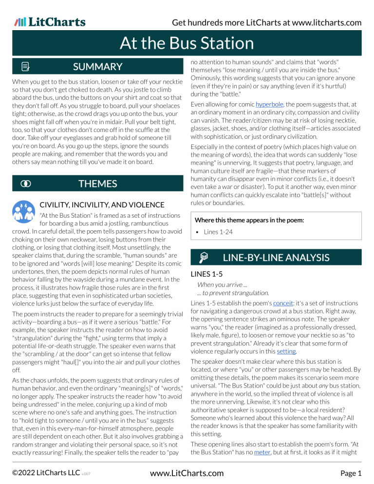 At the Bus Station: Poem Analysis | LitCharts