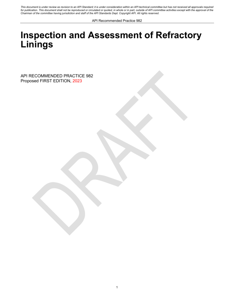 Refractory Lining Inspection & Assessment: API RP 982