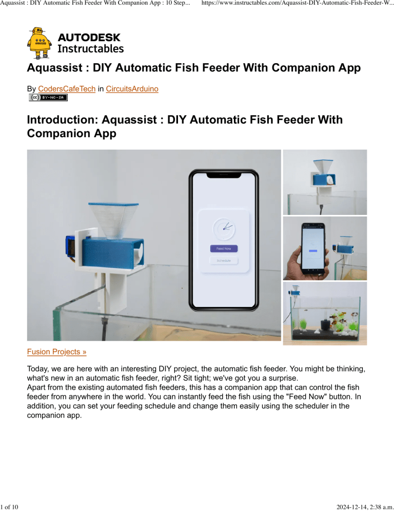 DIY Automatic Fish Feeder with App: Arduino Project