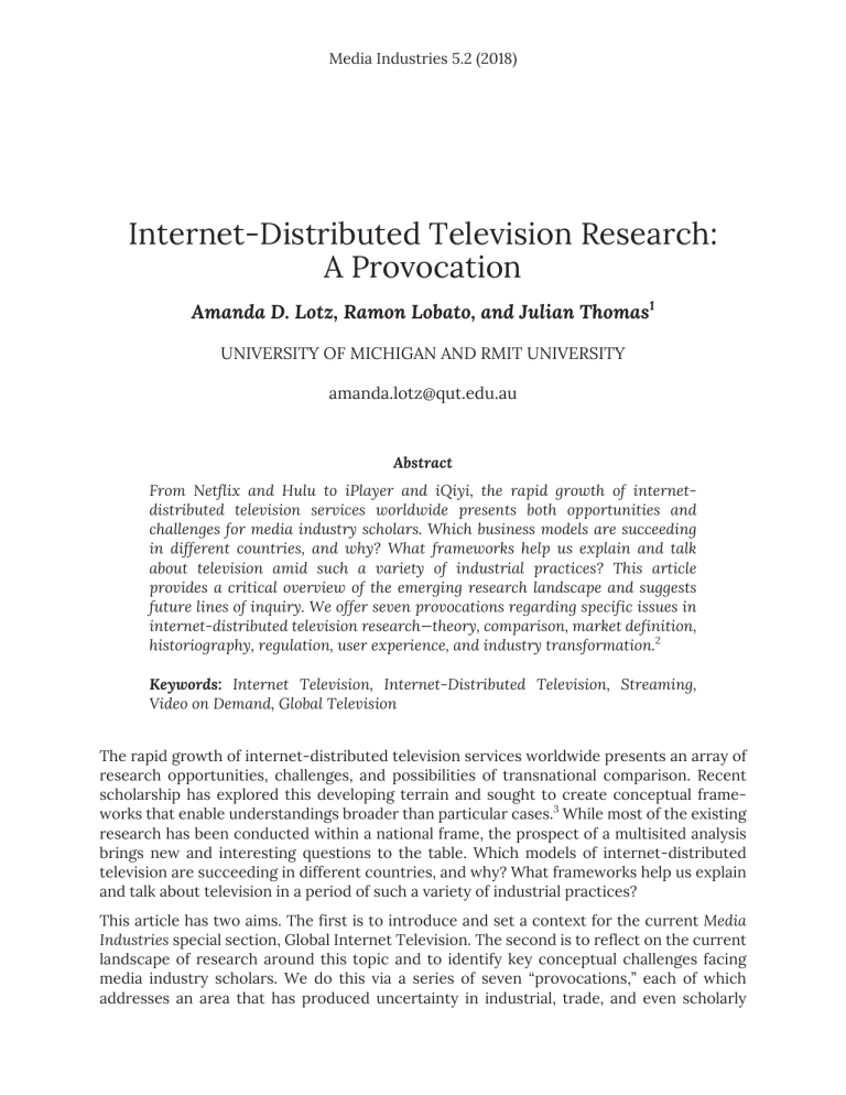 Internet TV Research: A Provocation