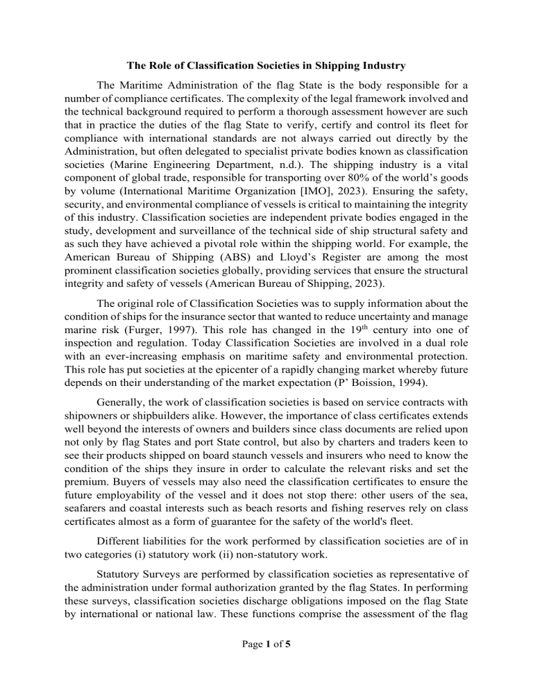 Classification Societies in Shipping: Role & Compliance