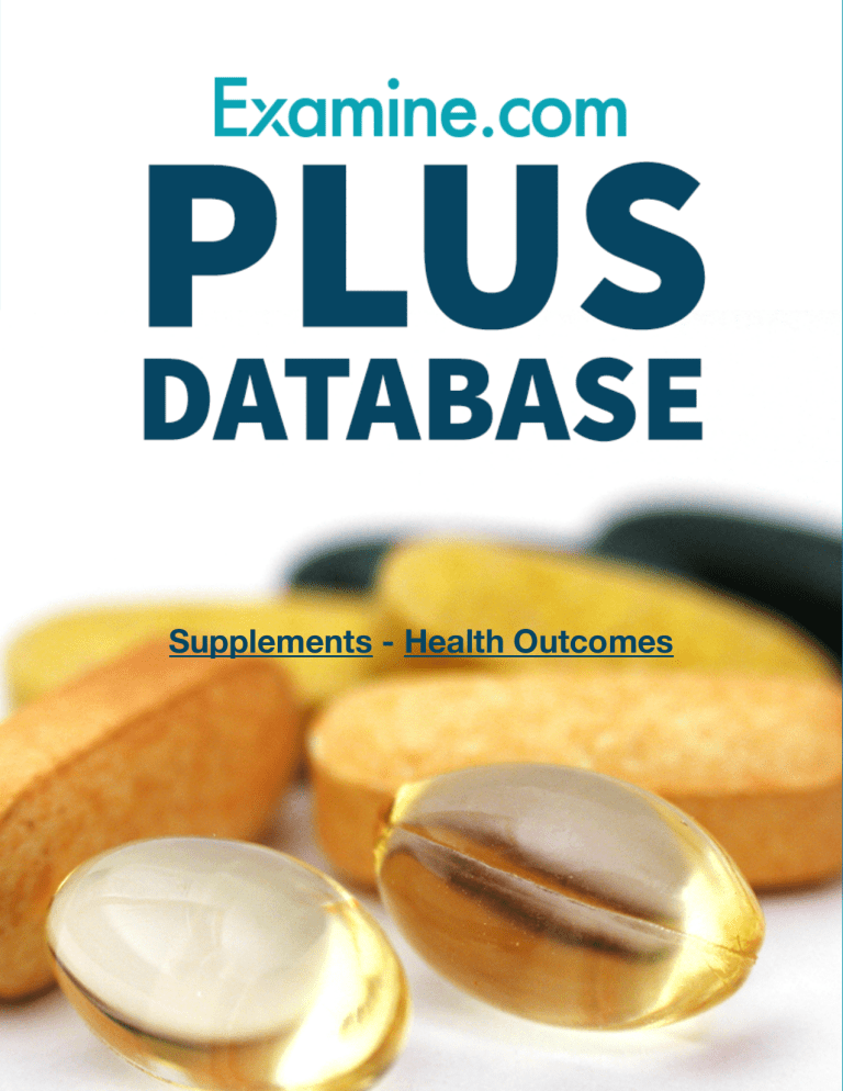 Supplements & Health Outcomes: Evidence-Based Database
