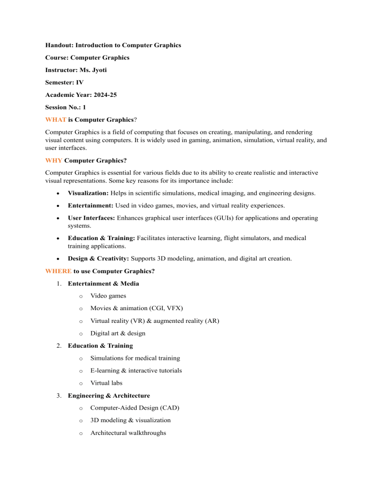 Intro to Computer Graphics: Definition, Uses, Evolution