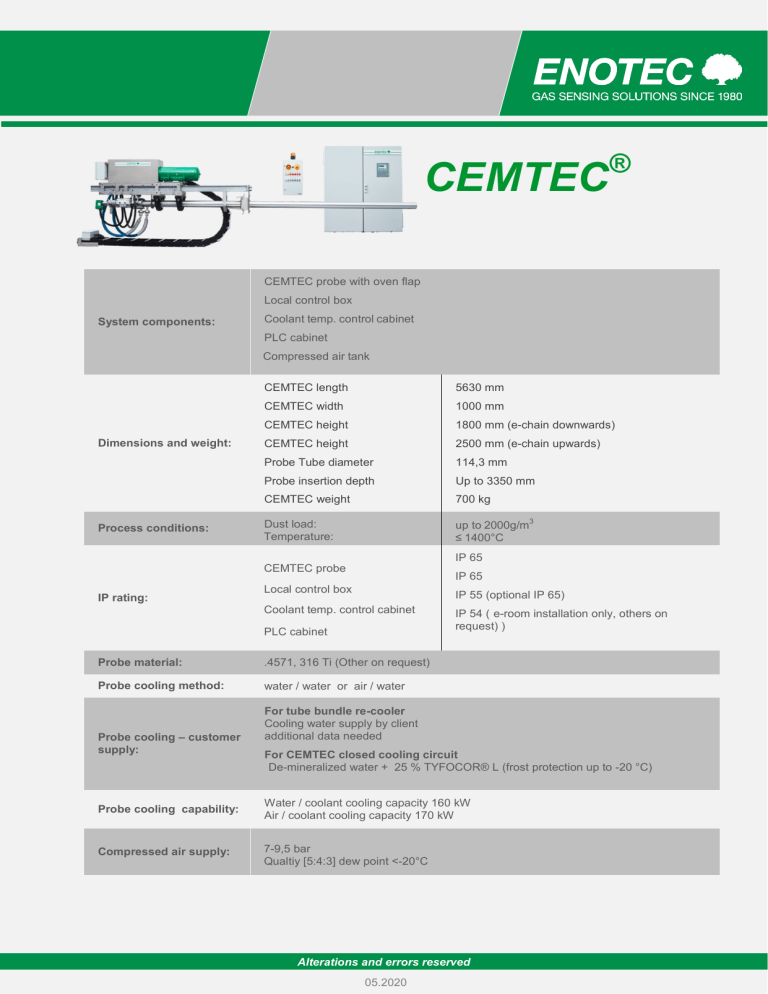CEMTEC Probe System Technical Specifications