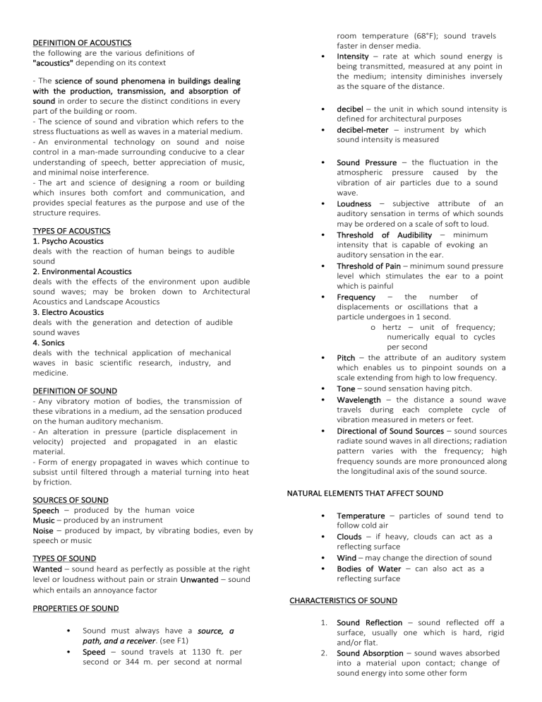 Acoustics and Sound: Definitions, Properties, and Design