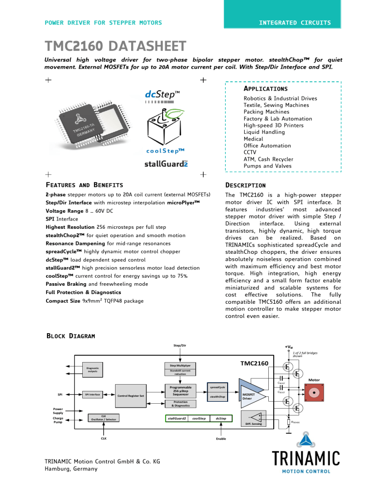 TMC2160 Stepper Motor Driver Datasheet | Trinamic