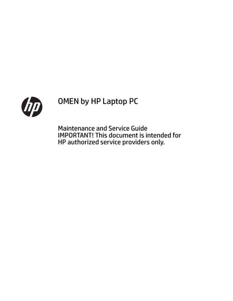 OMEN by HP Laptop PC Maintenance and Service Guide