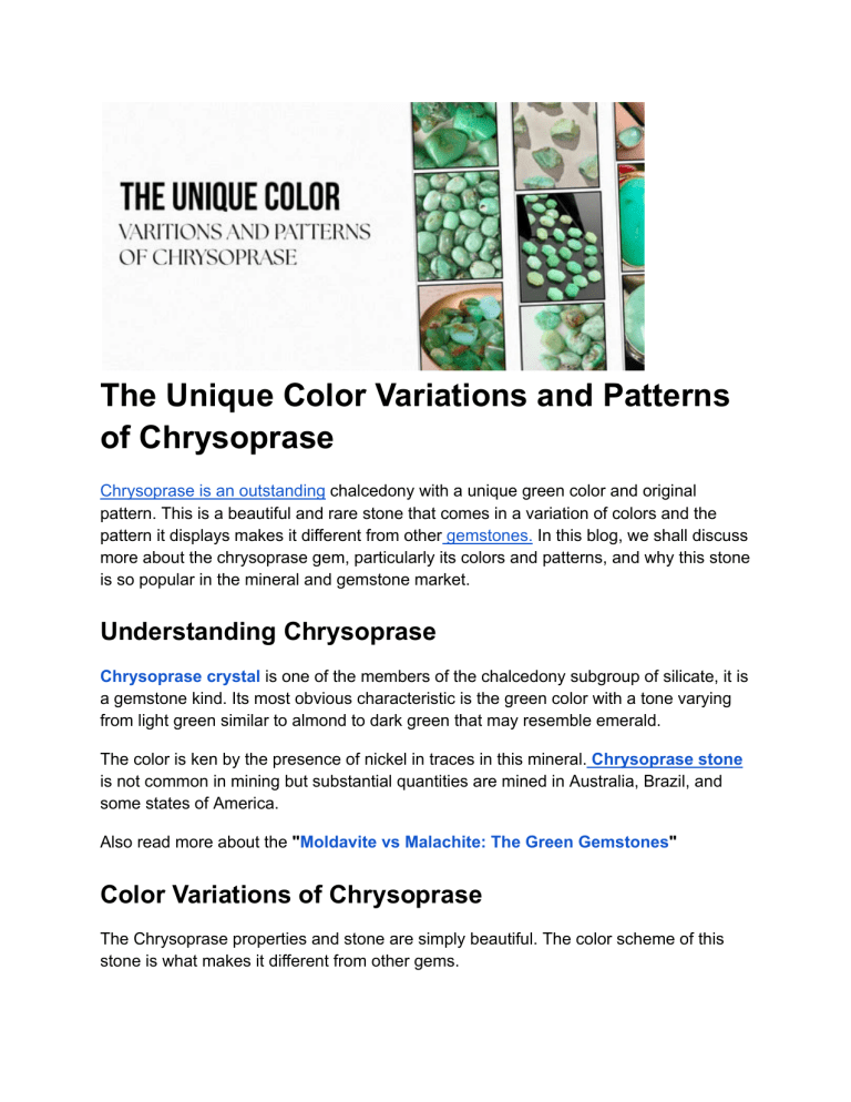 Chrysoprase Colors & Patterns: A Gemstone Guide