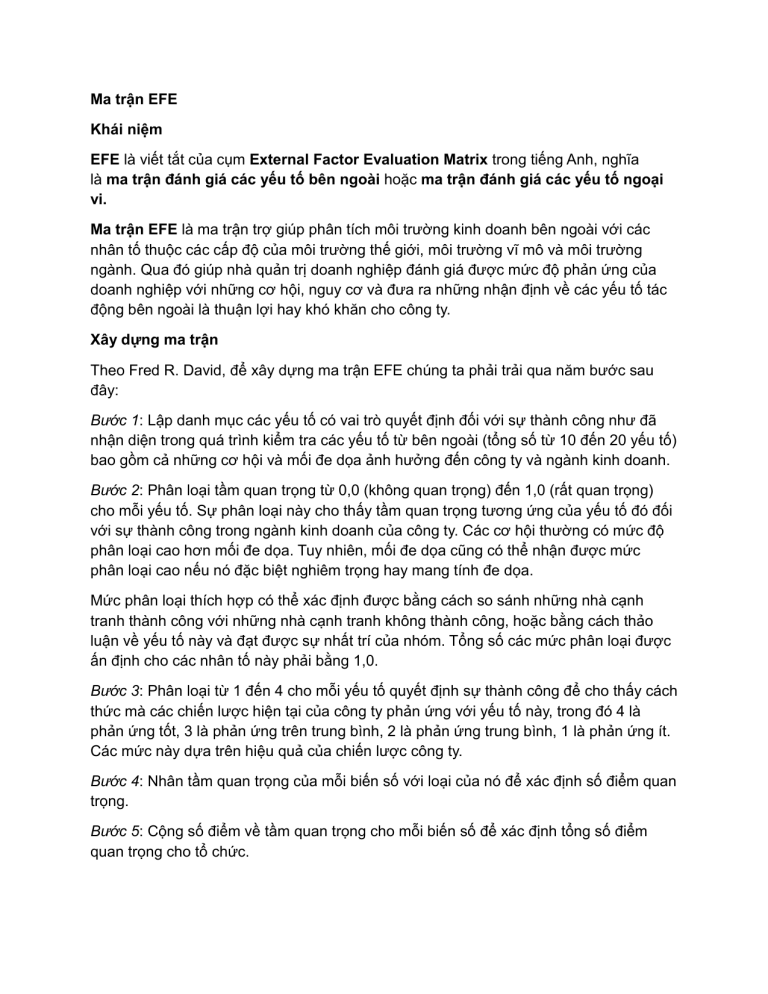 EFE Matrix Guide: External Factor Evaluation