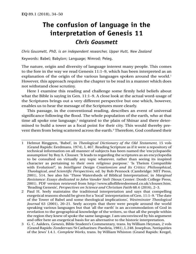 Genesis 11: Language Confusion & Interpretation