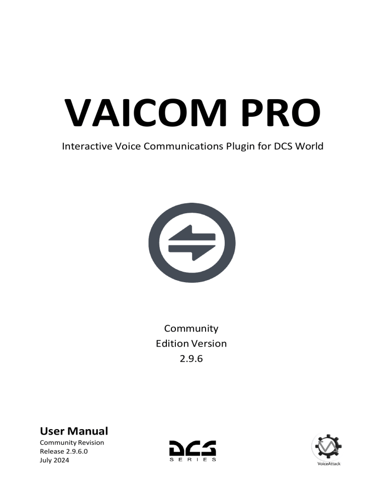 VAICOM PRO User Manual: Voice Control for DCS World
