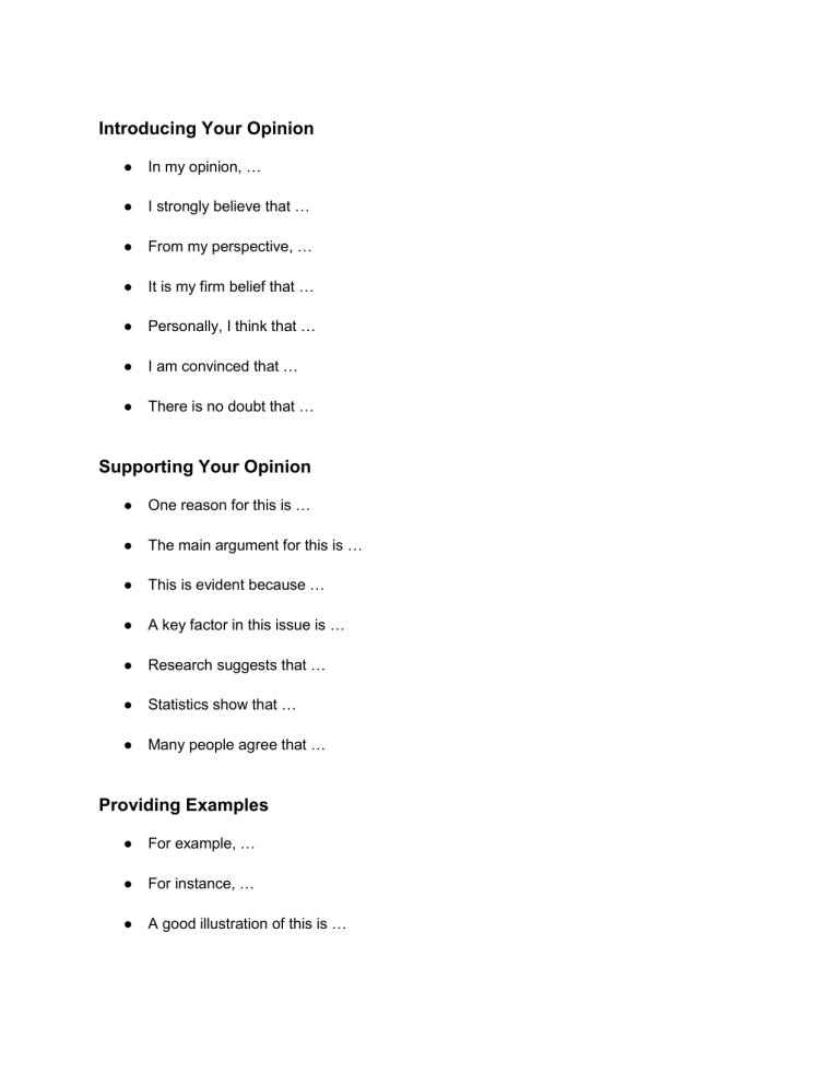 Expressing Opinions: Phrases & Examples for Effective Writing