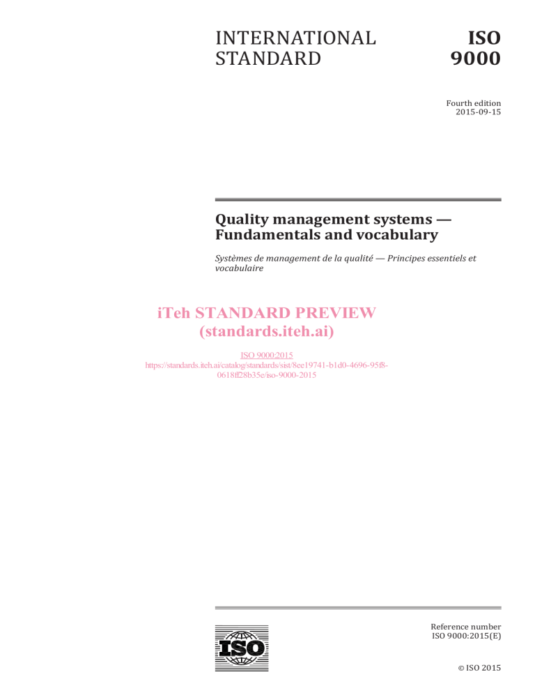 ISO 9000: Quality Management Systems - Fundamentals & Vocabulary