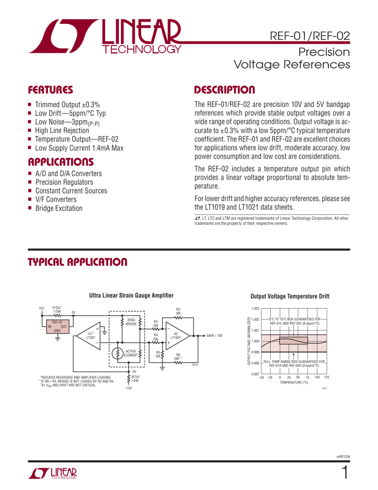 REF-01/REF-02 Precision Voltage References Datasheet