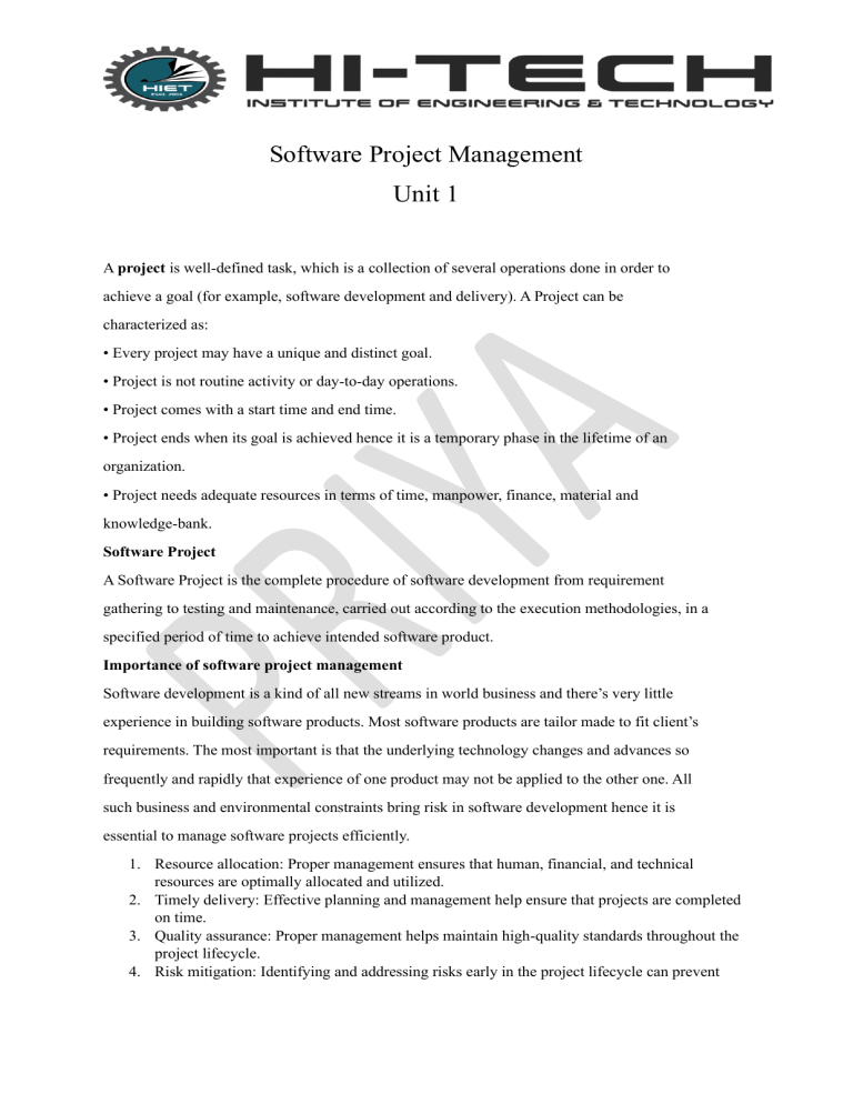 Software Project Management: Unit 1 Overview
