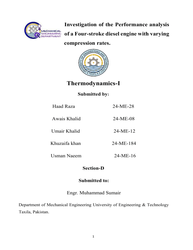 Diesel Engine Performance Analysis: Compression Ratio Effects