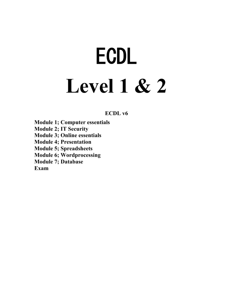ECDL Computer Essentials Course Material