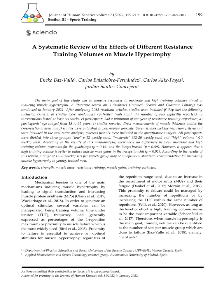 Resistance Training Volume & Muscle Hypertrophy: A Review