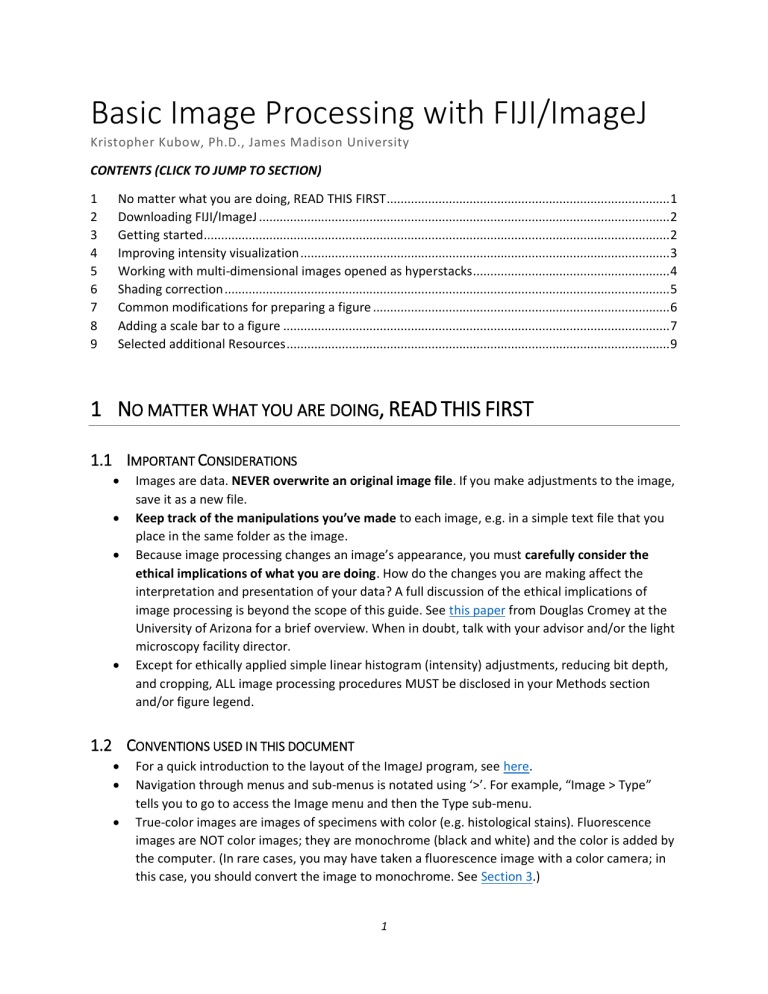 Image Processing with FIJI/ImageJ: A Basic Guide