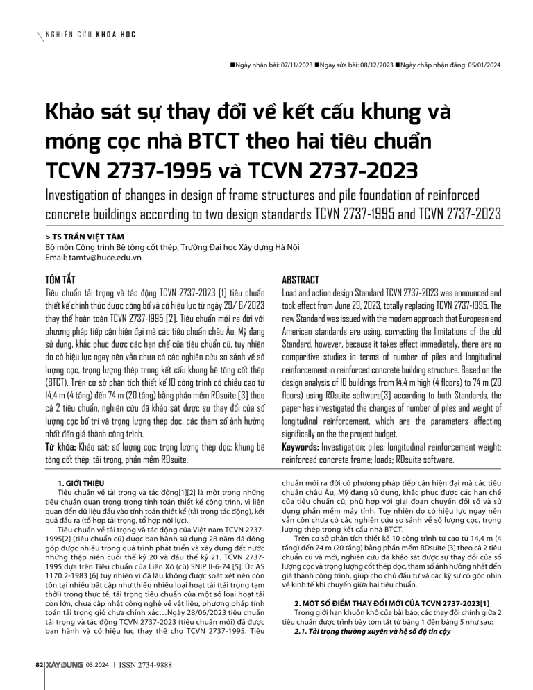 TCVN 2737-1995 vs 2023: RC Frame & Pile Foundation Design Changes