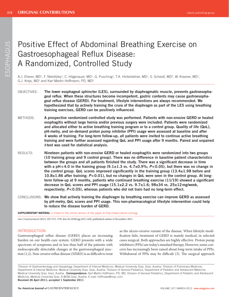 Abdominal Breathing for GERD: A Randomized Controlled Study
