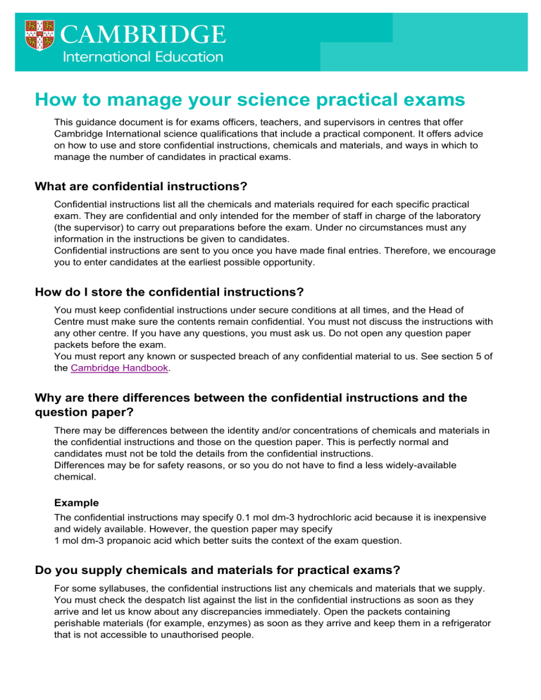Science Practical Exam Management: A Guide