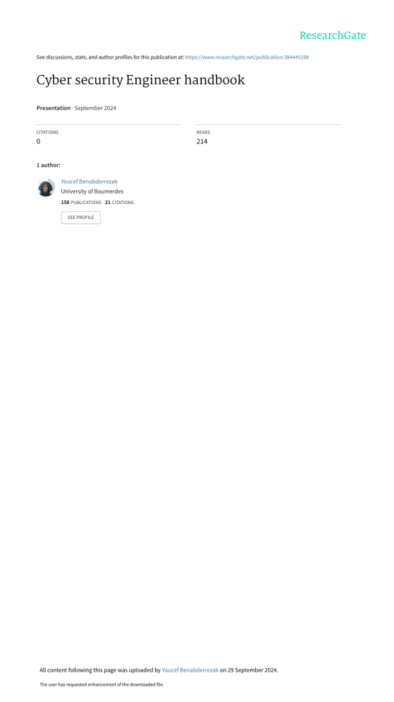 Cyber Security Engineer Handbook Presentation