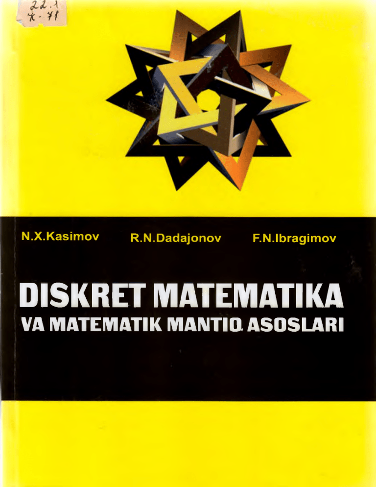 Diskret Matematika va Matematik Mantiq O'quv Qo'llanma