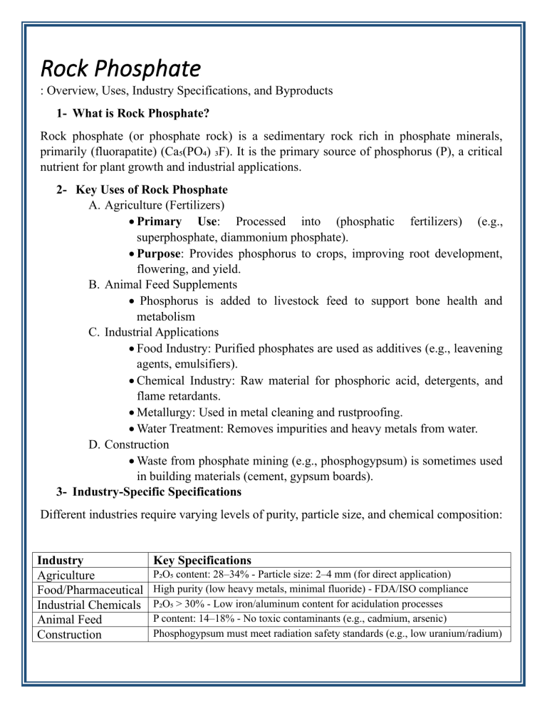 Rock Phosphate: Uses, Specs, & Byproducts Overview