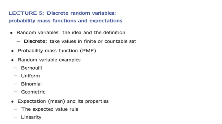 Discrete Random Variables: PMF & Expectations