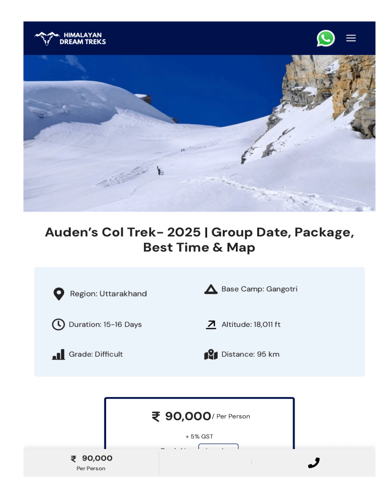 Auden's Col Trek 2025: Dates, Package & Map | Himalayan Dream Treks