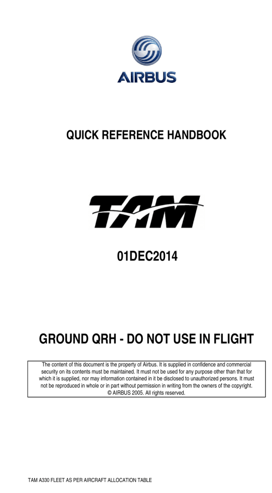 A330 Quick Reference Handbook (Ground Use)