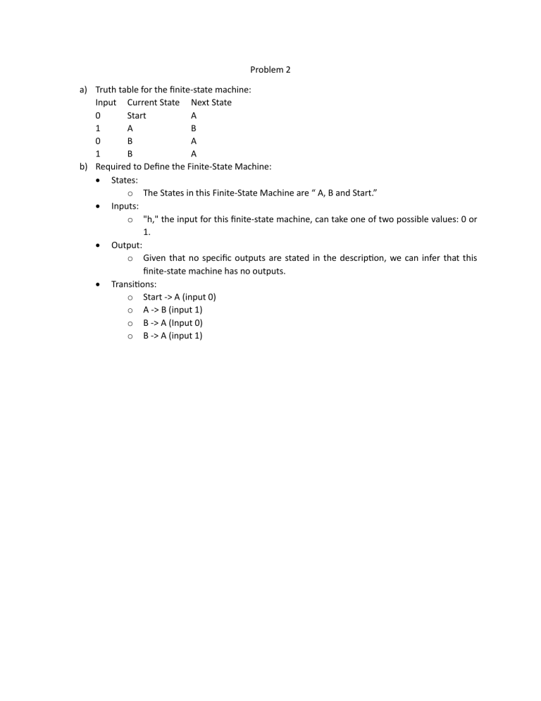 Finite-State Machine Problem & Solution