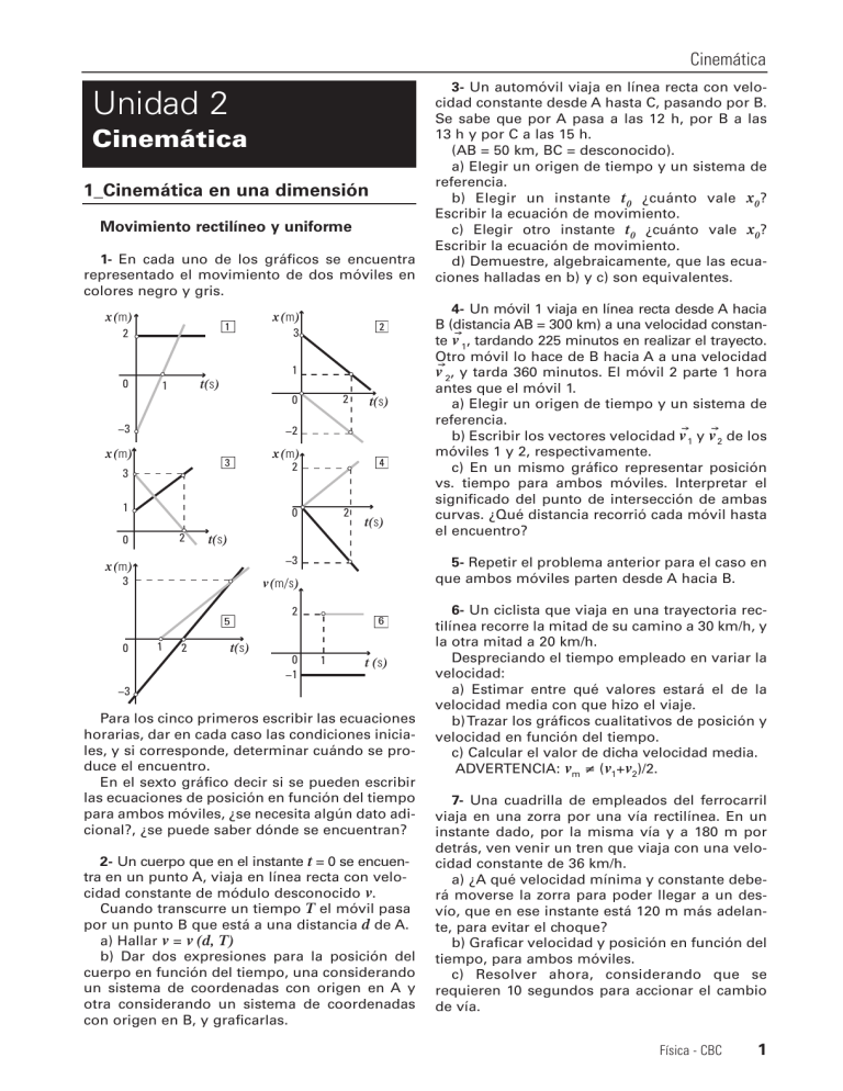 Ejercicios de Cinemática: Problemas de Movimiento Rectilíneo