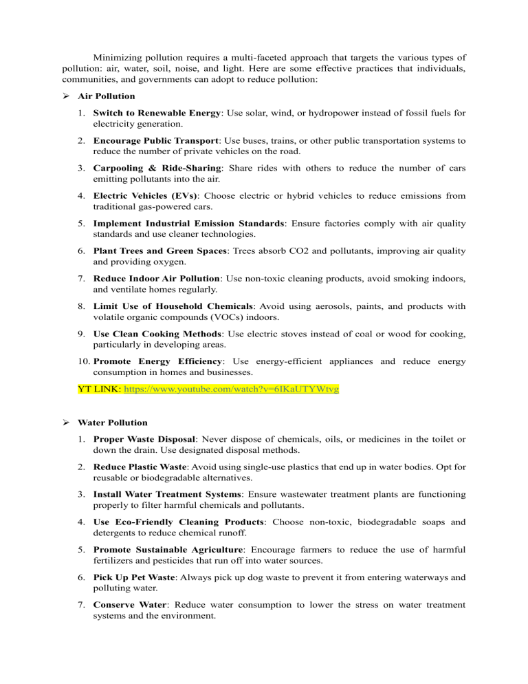 Pollution Reduction: Effective Practices & Solutions