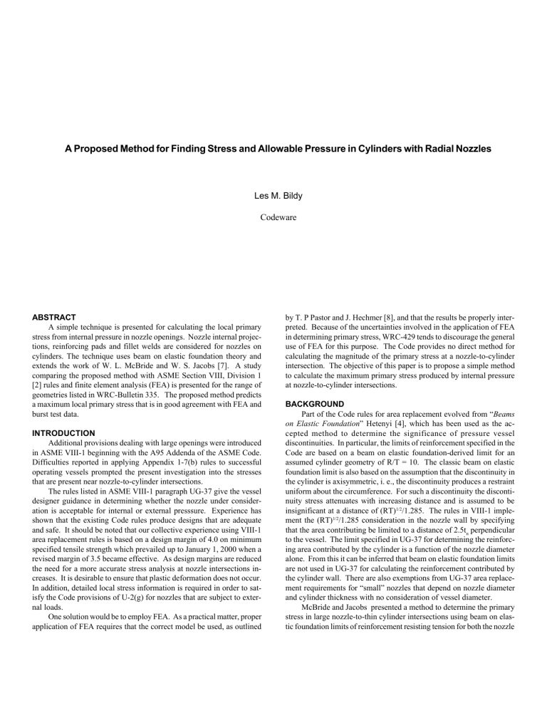 Cylinder Stress Analysis with Radial Nozzles: A New Method