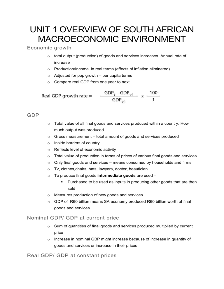 South African Macroeconomics Overview: GDP, Inflation, Policy