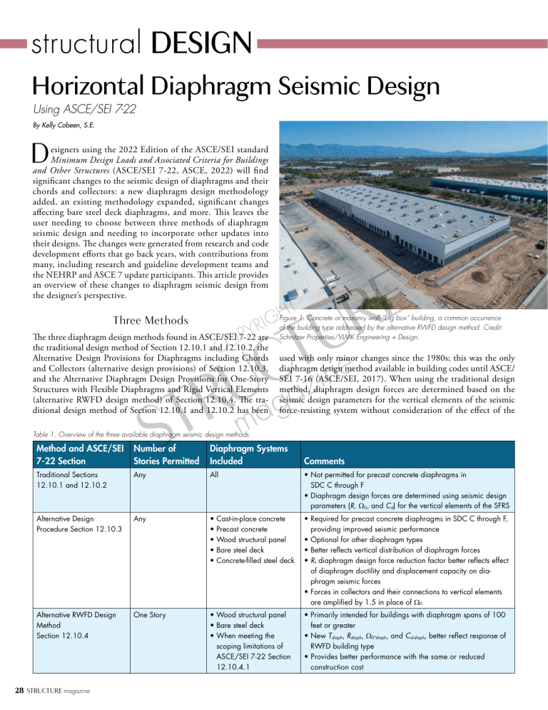 Diaphragm Seismic Design Using ASCE/SEI 7-22