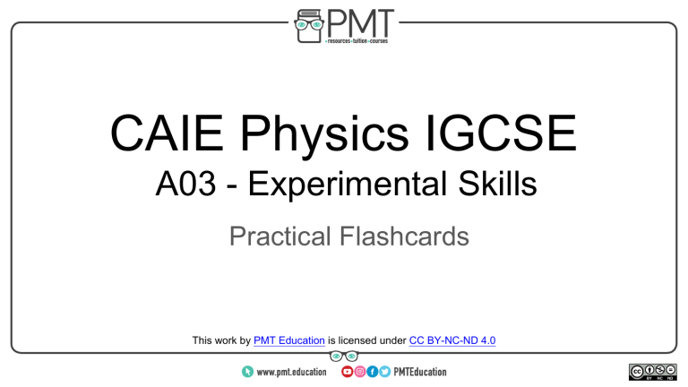 Physics IGCSE Experimental Skills Flashcards