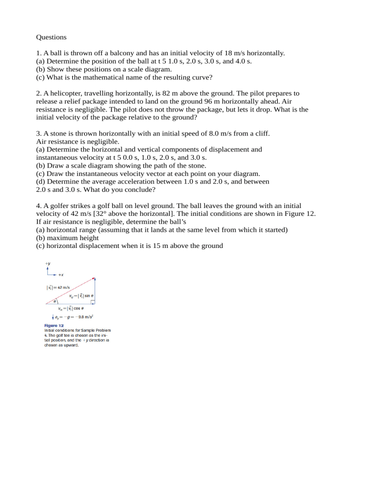 Projectile Motion Exam Questions