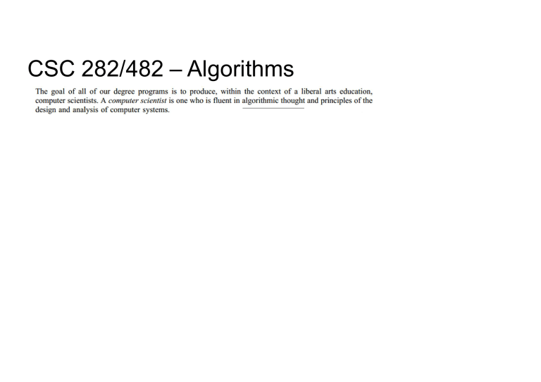CSC 282/482 Algorithms Course Presentation