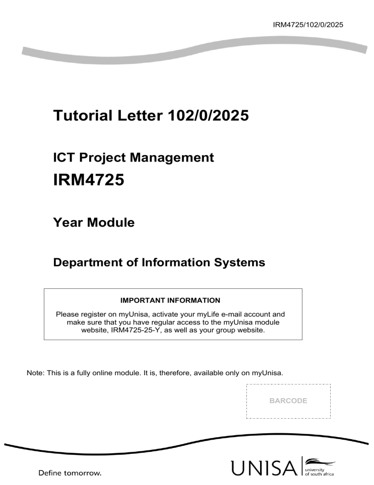ICT Project Management Assignment - IRM4725