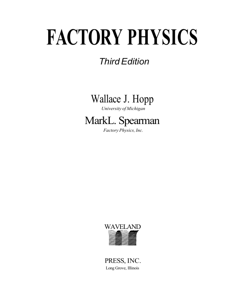 Factory Physics Textbook: Manufacturing & Operations Management