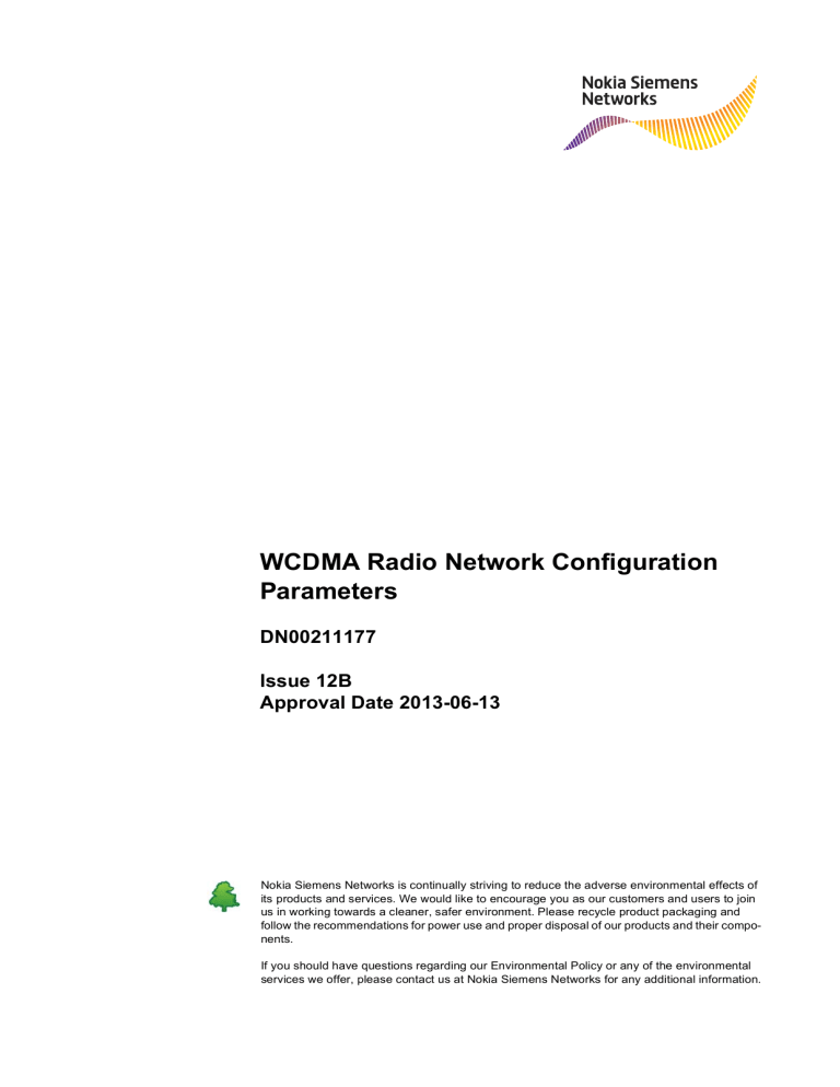 WCDMA Radio Network Configuration Parameters - Nokia Siemens