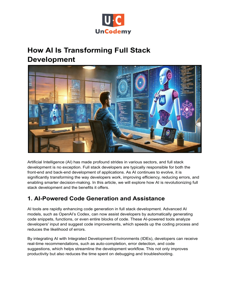 How AI Is Transforming Full Stack Development