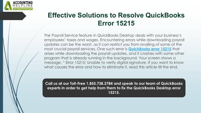 Fix QuickBooks Error 15215: Troubleshooting Guide