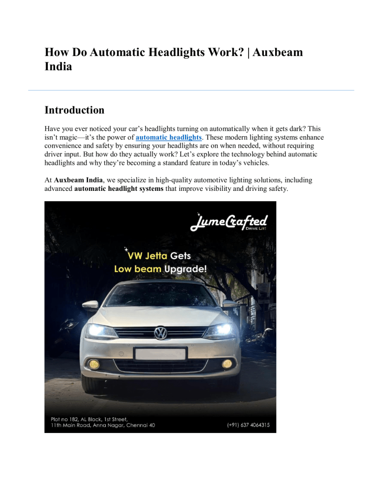 Automatic Headlights: How They Work | Auxbeam India