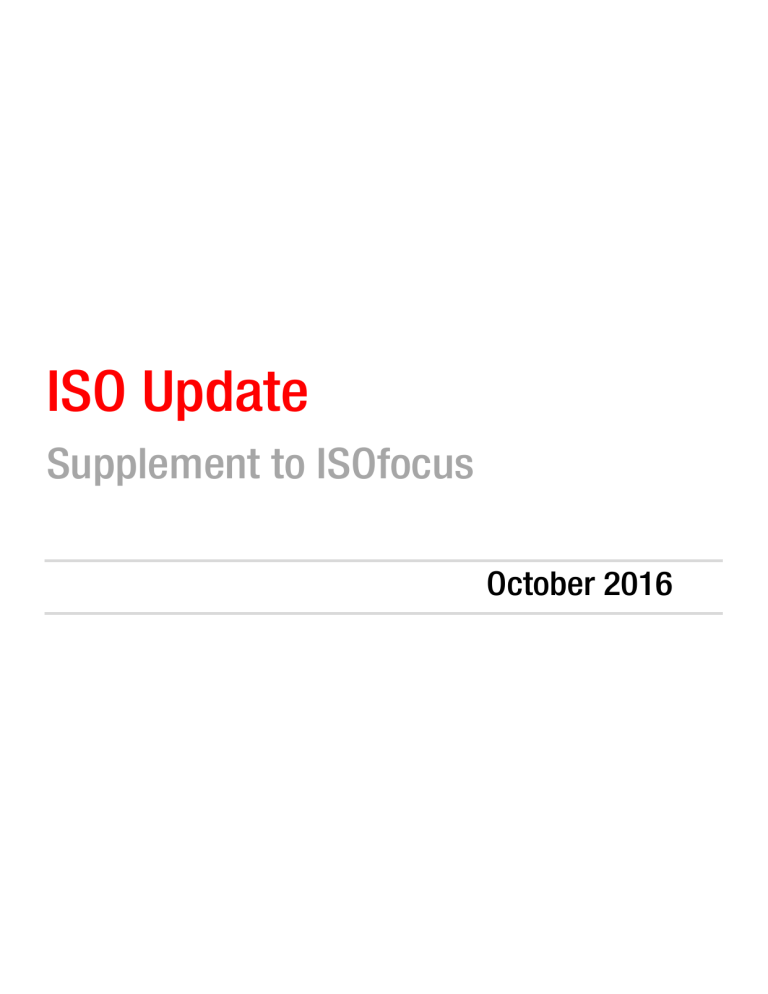 ISO Standards Update: October 2016 - Committee Drafts & DIS
