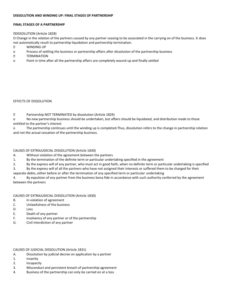 Partnership Dissolution & Winding Up: Final Stages Explained